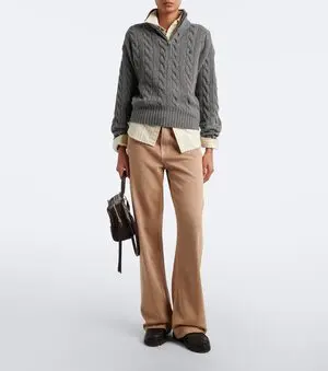 Polo Ralph Lauren Cable-knit Wool-blend Half-zip Sweater
