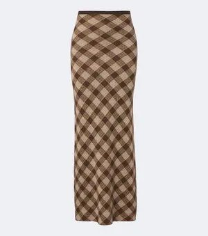 AYA MUSE Kae Plaid Midi Skirt - Brown