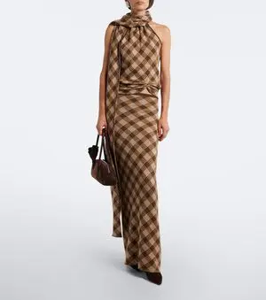 AYA MUSE Kae Plaid Midi Skirt
