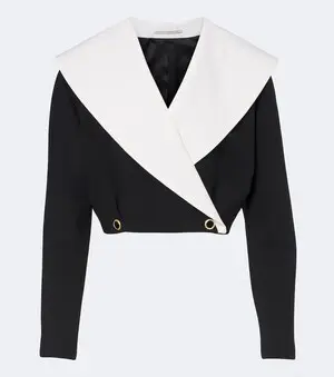 Alessandra Rich Double-breasted Wool-blend Crepe Jacket - Black