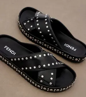 Fendi Studded Leather Slides