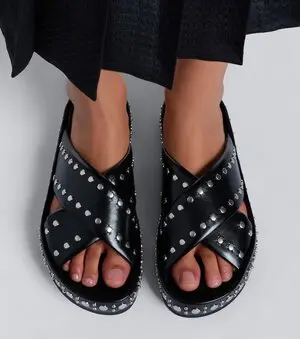 Fendi Studded Leather Slides