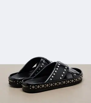Fendi Studded Leather Slides