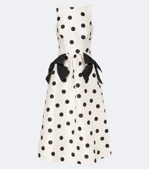Rebecca Vallance Bow-detail Polka-dot Midi Dress - White