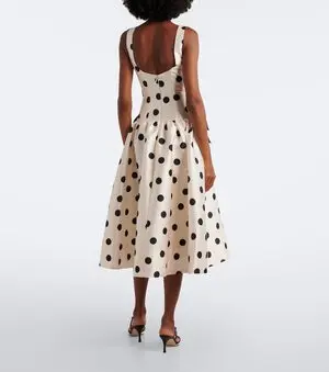 Rebecca Vallance Bow-detail Polka-dot Midi Dress - White