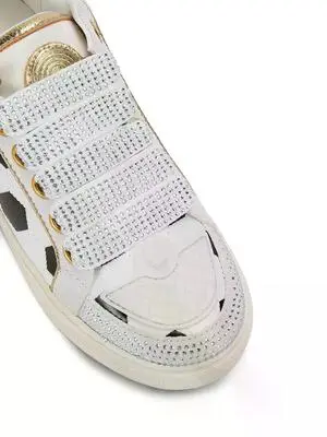Kurt Geiger Crystal-embellished Leather Sneakers