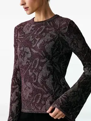 Liu Jo Floral Jacquard Lamé Sweater - Purple