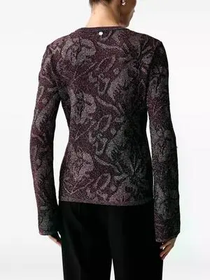 Liu Jo Floral Jacquard Lamé Sweater - Purple