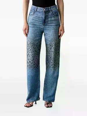 Liu Jo Leopard-pattern Rhinestone-embellished Jeans