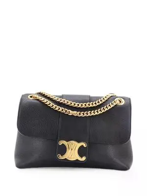 Celine Victoire Flap Leather Medium Shoulder Bag - Black