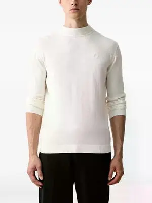Karl Lagerfeld Logo-patch Mock-neck Sweater - Neutrals