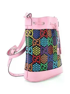 Gucci Psychedelic Print Gg Coated Canvas Medium Bucket Bag