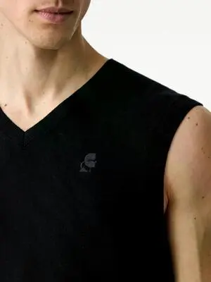 Karl Lagerfeld Logo Embroidered V-neck Sweater