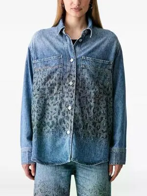Liu Jo Rhinestone Embellished Leopard Print Shirt
