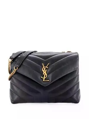 Saint Laurent Loulou Matelasse Chevron Leather Small Shoulder Bag - Black