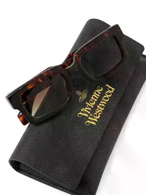 VIVIENNE WESTWOOD Tortoiseshell-effect Rectangle-frame Sunglasses