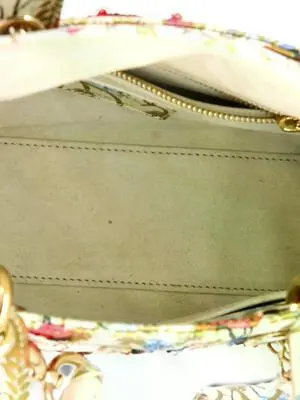 Dior My Abcdior Lady Bag Embroidered Printed Leather Satchel - Neutrals