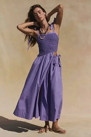 Free People Margate Cotton A-line Midi Dress - Spring Tulip