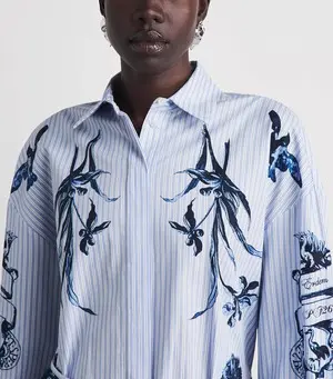 Erdem Floral Stripe Midi Shirt Dress