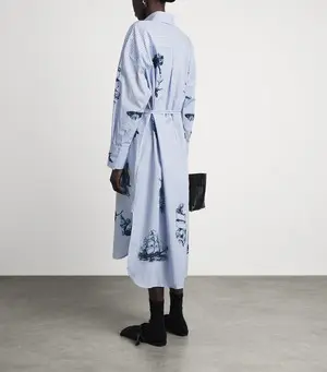 Erdem Floral Stripe Midi Shirt Dress