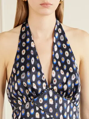 Staud Maeva Ruffled Printed Silk-blend Voile Top