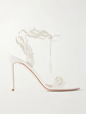 GIANVITO ROSSI 95 Laser-cut Leather Sandals - Neutrals