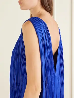 Aflalo Celestia Plissé-satin Maxi Dress - Blue