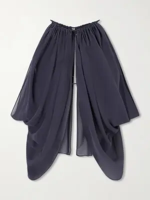 Aflalo Reysa Gathered Silk-crepe Top - Blue