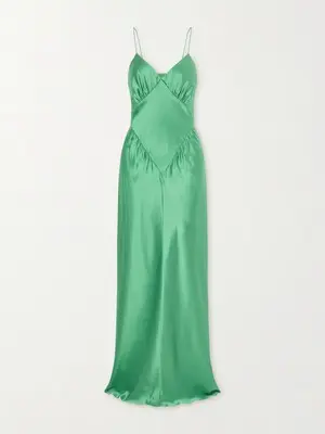 Aflalo Aire Silk-satin Maxi Dress - Green