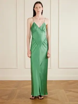 Aflalo Aire Silk-satin Maxi Dress - Green