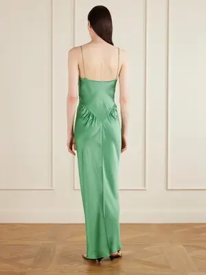 Aflalo Aire Silk-satin Maxi Dress - Green