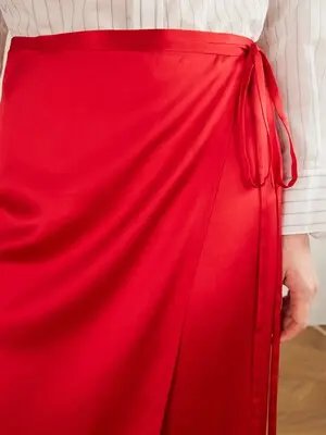 Aflalo Rixa Satin Wrap Midi Skirt