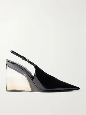 Alaïa 110 Patent-leather Wedge Pumps - Black