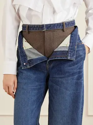 Sacai Wide-leg Denim And Wool-flannel Hybrid Trousers