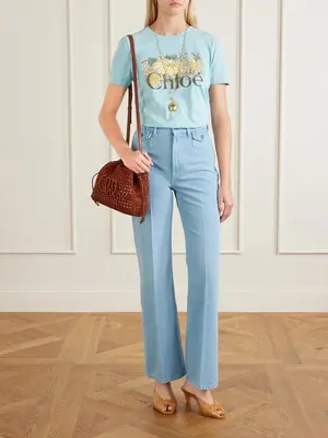 Chloé Printed Cotton-jersey T-shirt