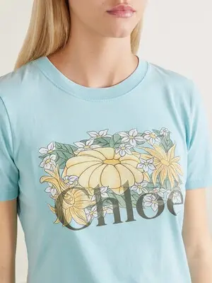 Chloé Printed Cotton-jersey T-shirt