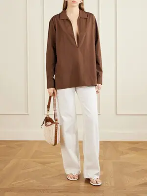 Comme Si Cotton Poplin Shirt - Brown