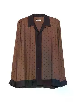Sandro Monogram-pattern Shark-collar Shirt - Brown