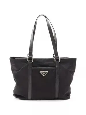 Prada Logo Detail Tote Bag - Black