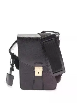 FERRAGAMO Grained Leather Foldover Shoulder Bag - Black