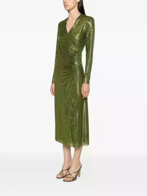 SELF-PORTRAIT Rhinestone-embellished Ruched Midi Dress