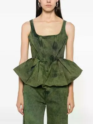 MARQUES' ALMEIDA Peplum Corset Top - Green
