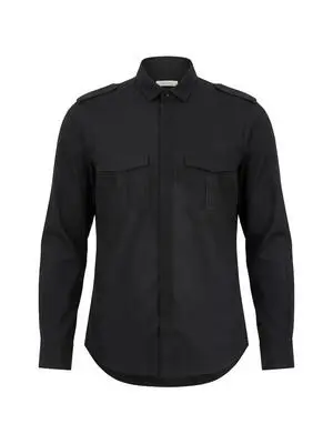 Valentino Garavani Epaulette-detail Chest-pocket Shirt - Black