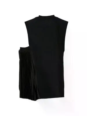 Emporio Armani Ribbed-knit Pleated-panel Top