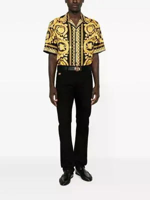 Versace Barocco-print Silk Shirt - Black