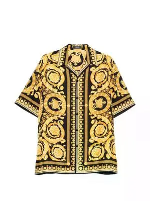 Versace Barocco-print Silk Shirt - Black