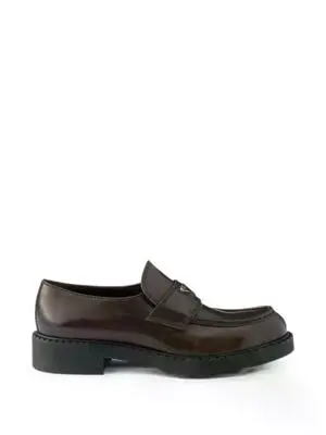 Prada Chocolate Aged Leather Loafers - Brown