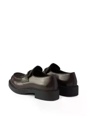 Prada Chocolate Aged Leather Loafers