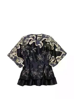 Biyan Embellished Taffeta Blouse - Black