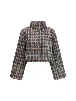 GONGDID DESIGN Tartan-pattern Padded Jacket - Brown